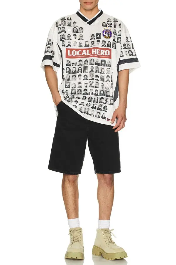 Martine Rose Printed Football Top In White Faces - 30% Off